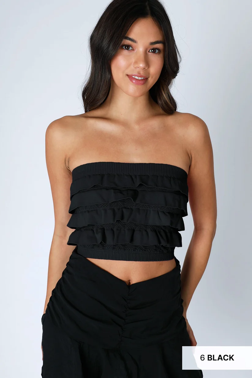 Nikibiki Ruffle Tube Top – Frost & Found
